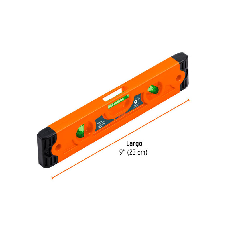 Niveles Torpedos Magneticos 9" 23cm TPE GotasVerdes, Truper 11223