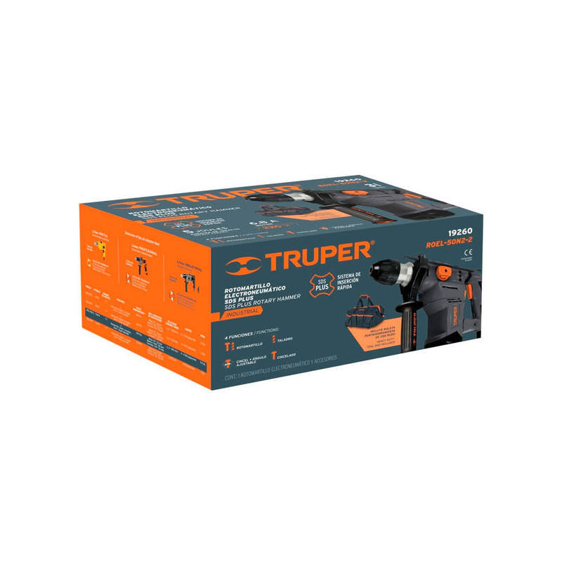 RotoMartillos SDS Plus 5 Joules Industrial 1500W cMaleta, Truper 19260