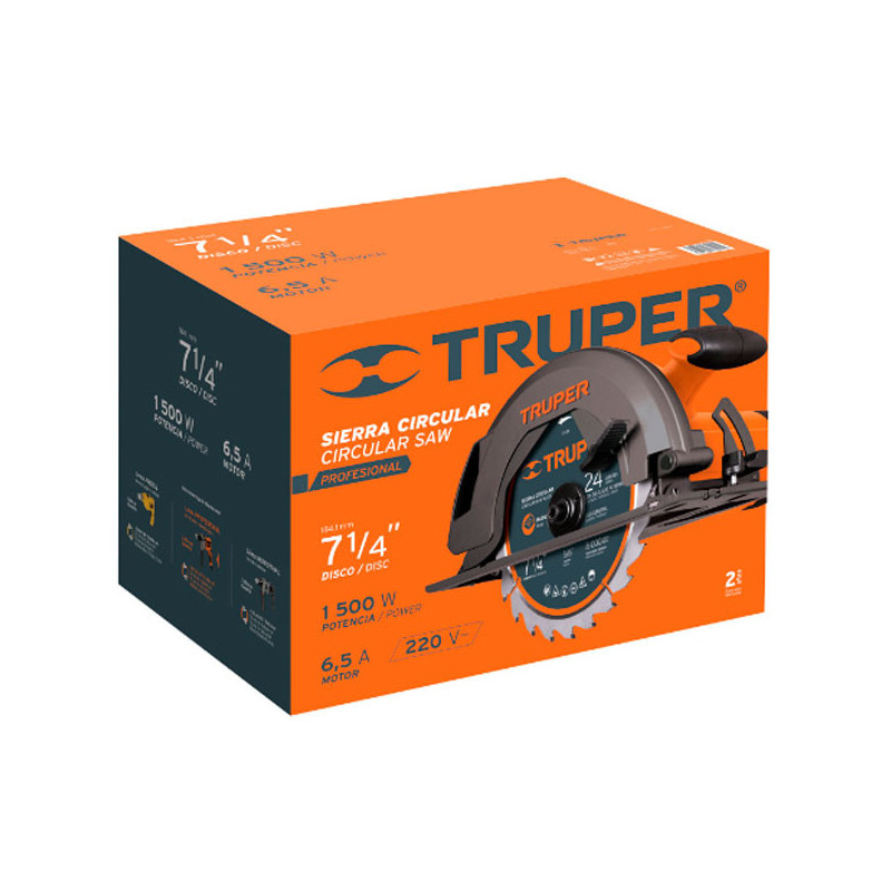 Sierra Circular Truper Profesional 1500W 5500RPM Incluye Disco 24D ...