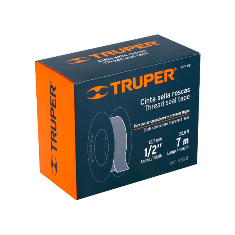 Teflon Sella Roscas 1/2" x7m E0.075mm Sellar y prevenir fugas Truper 12520