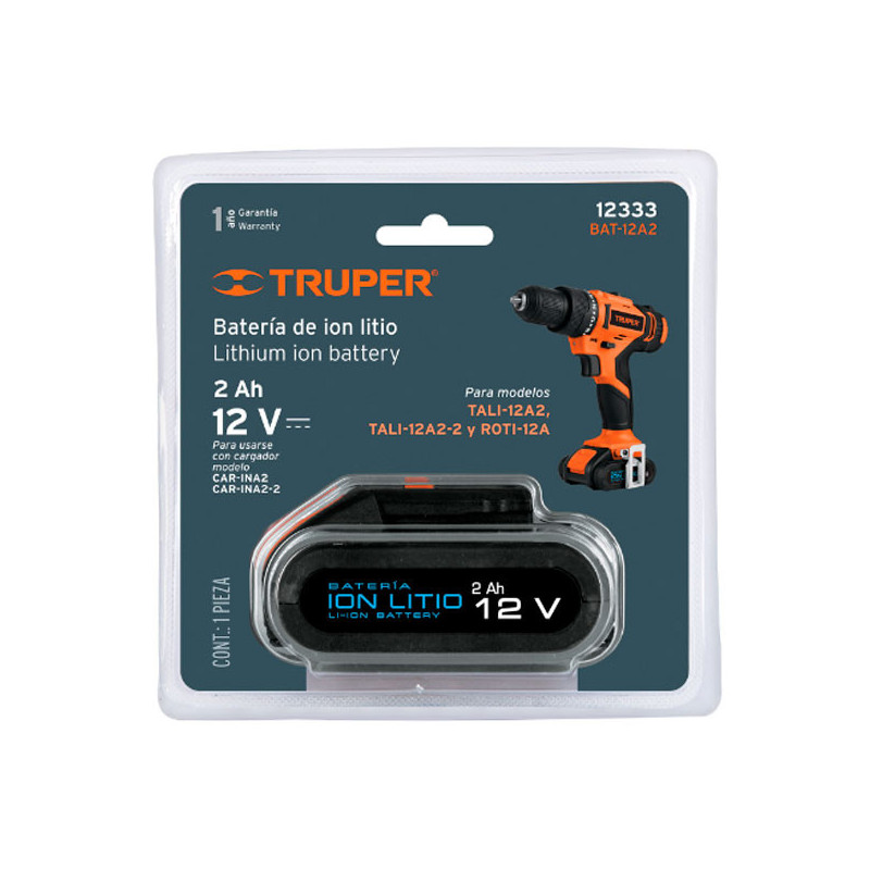 Bateria Ion Litio 12V Para Taladro TALI-12A2-2, BAT-12A2 12333 Truper
