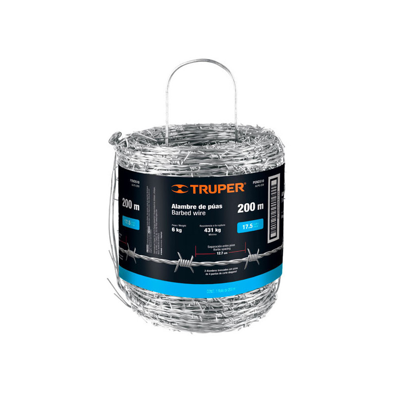 Rollo de Alambre de Puas 200m BWG17.5 Barbed Wire Truper 103403