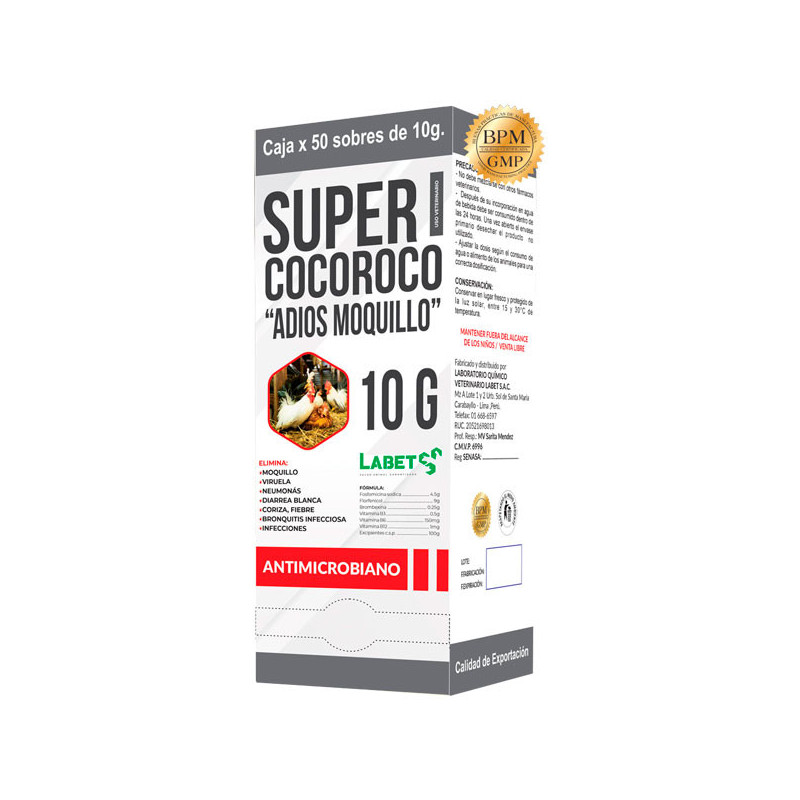 Super Cocoroco 10gr Caja x 50Sobres Antibiotico Complejo Vitaminico ...