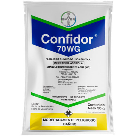 Confidor 70WG 50gr Pack x 5 Sobres Imidacloprid Insecticida Agricola ...