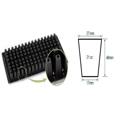 Bandejas de Germinacion 128 celdas x 100U, almacigo de Repollo, Col, Apio
