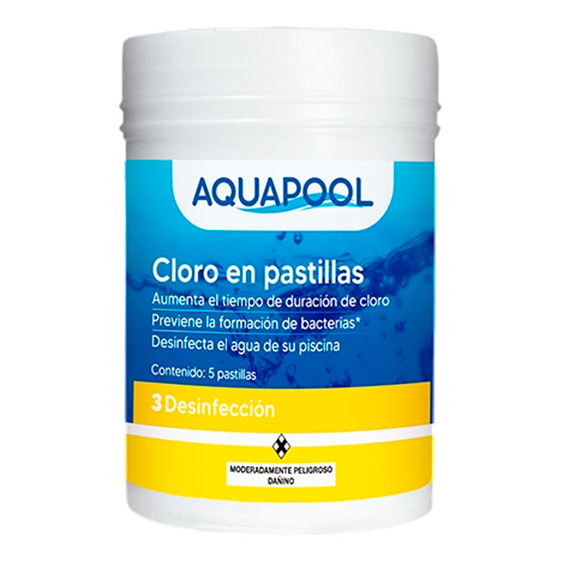 Cloro en Pastilla 1Kg Pote x 5Tab. Desinfectante Soluble Para Piscina ...