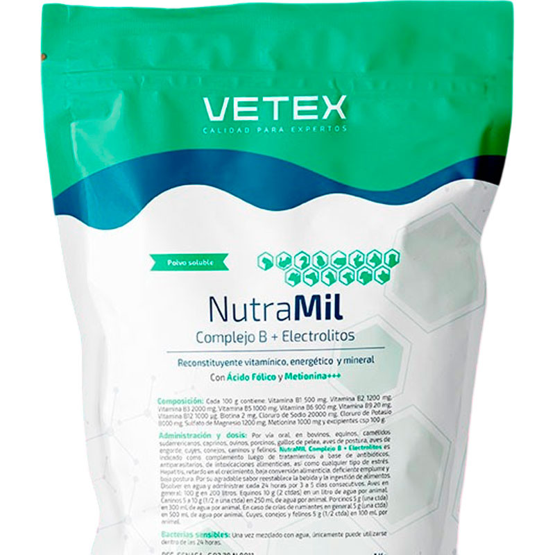 NutraMil Complejo B+Electrolitos 100gr Reconstituyente Vitaminico Polvo ...