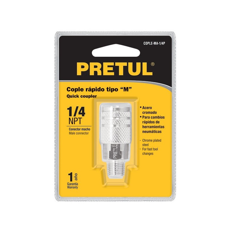 Acople rapido de acero Cromado Macho, Cuerda 1/4 NPT, COPLE-MA-1/4P ...