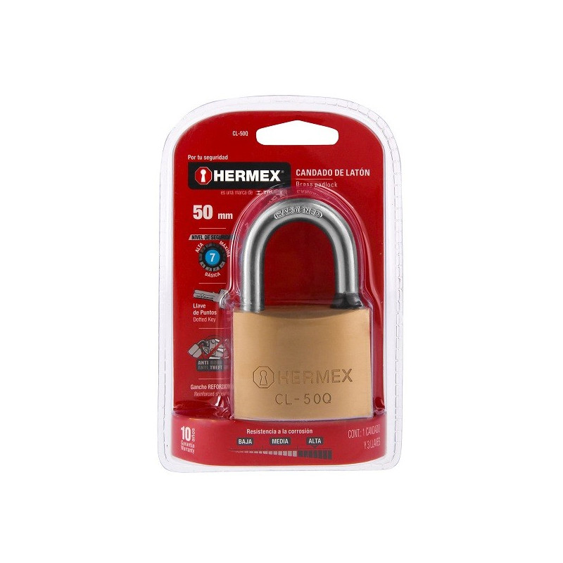 Candados 50mm S7 3llavesPuntos Hermex 43301