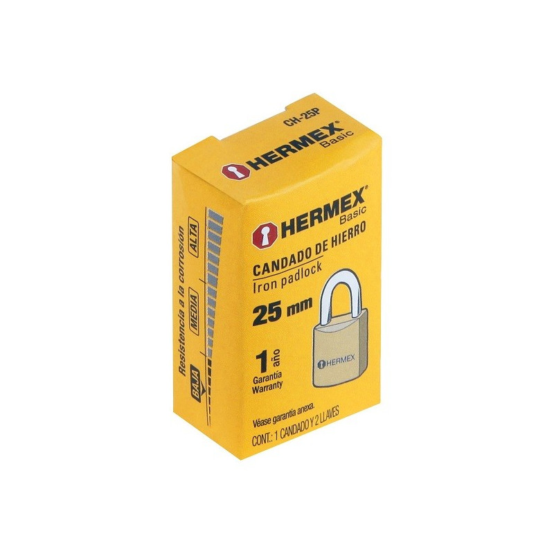 Candados 25mm S1 Hierro 2llaves Hermex 22528
